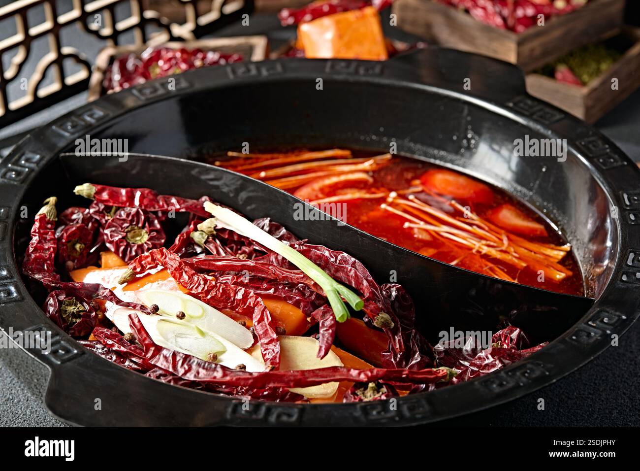 Sichuan and Chongqing hot pot, spicy hot pot, tomato hot pot Stock ...