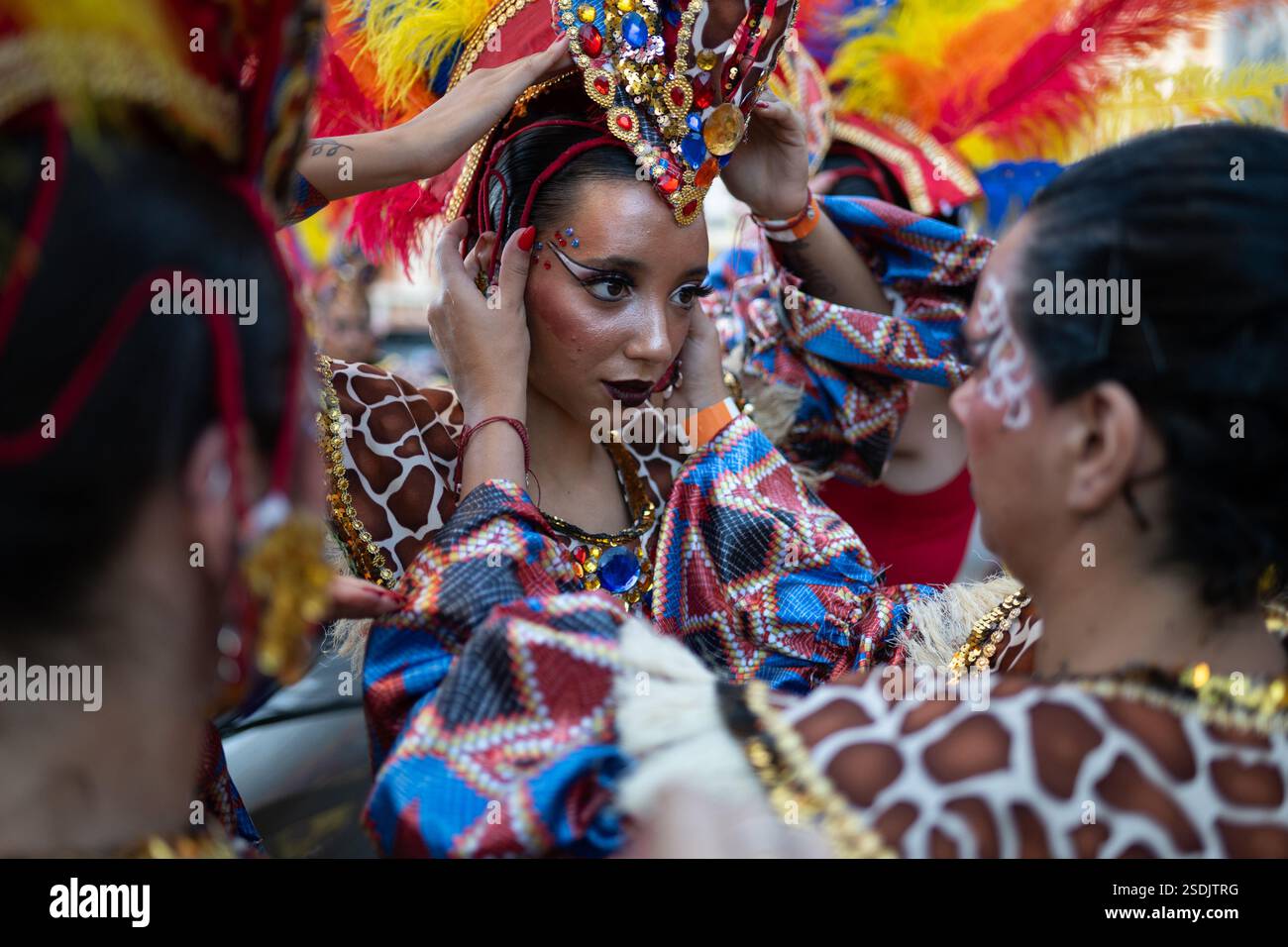 Montevideo, Uruguay. 07th Feb, 2025. A dancer gets ready for the ...