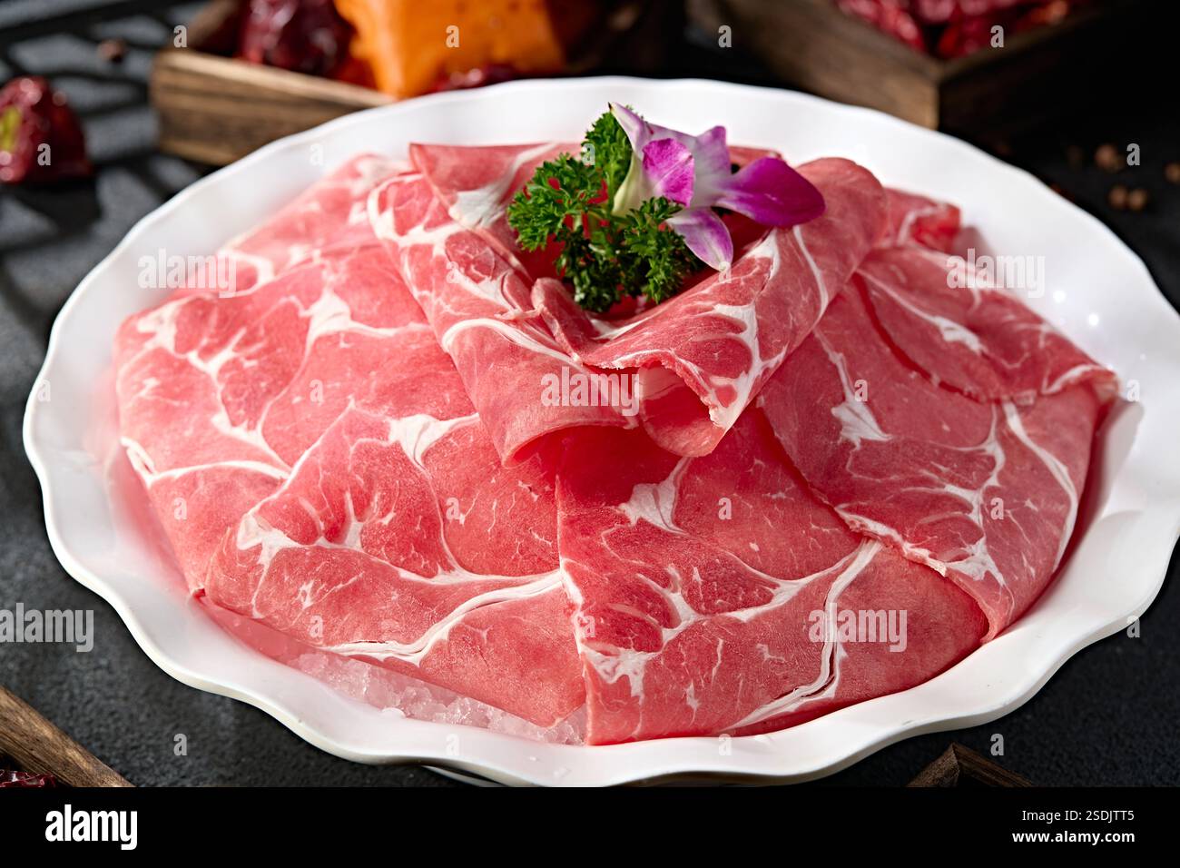 Hot pot shabu-shabu and beef roll slices Stock Photo - Alamy