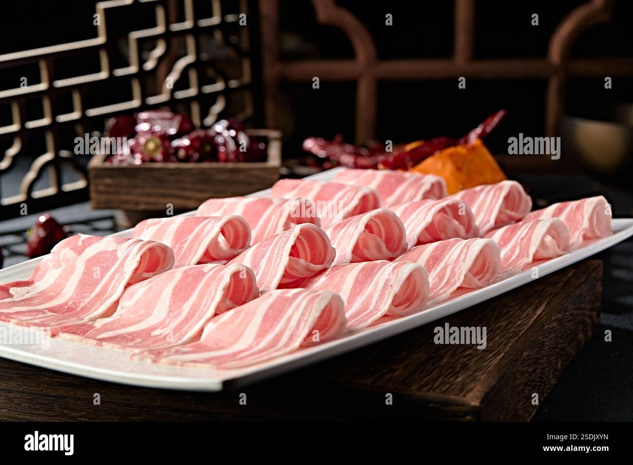 Ingredients for hot pot: grassland lamb roll slices Stock Photo - Alamy