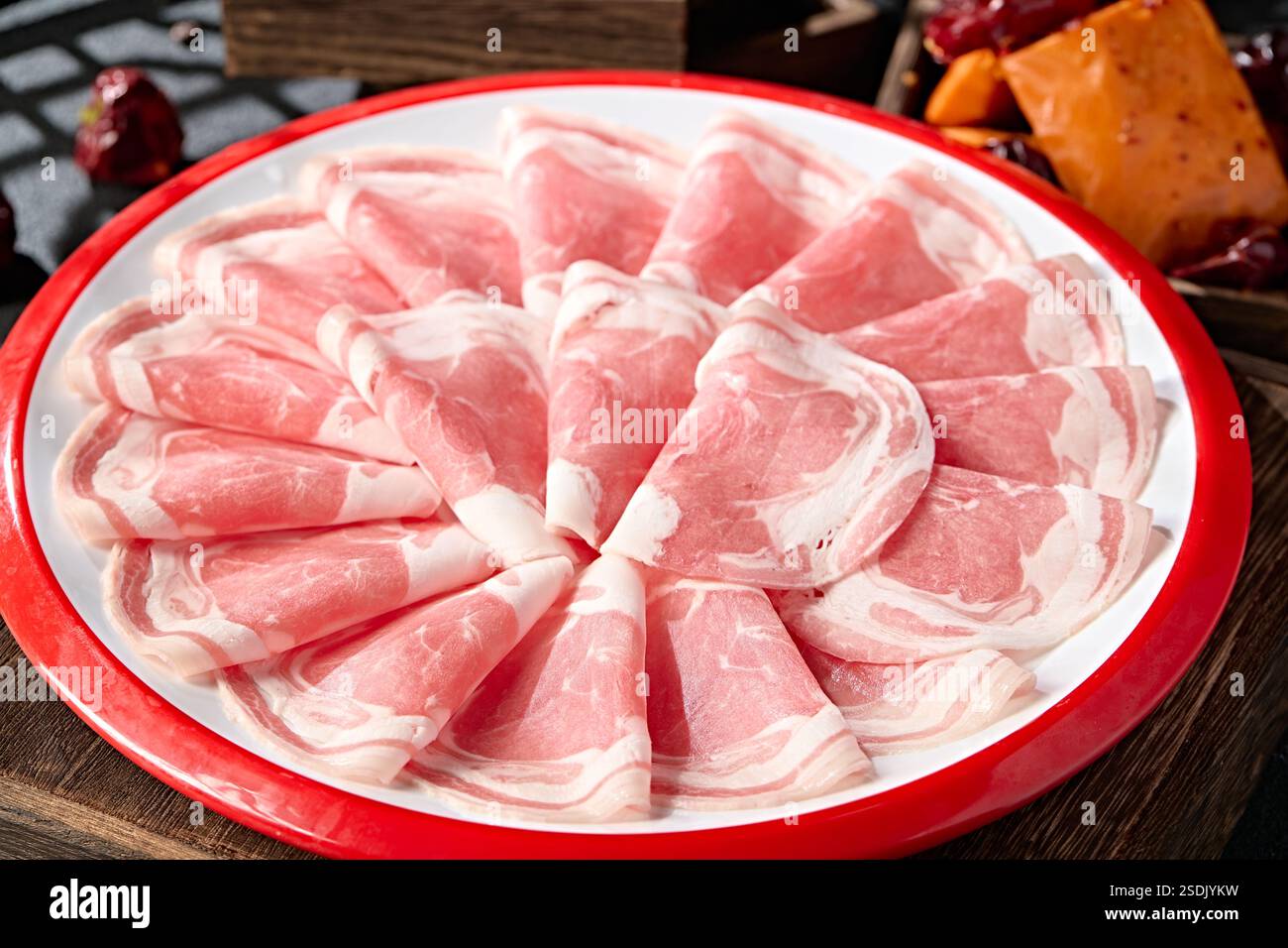 Delicious shabu-shabu ingredients: sun roll fat lamb slices Stock Photo ...