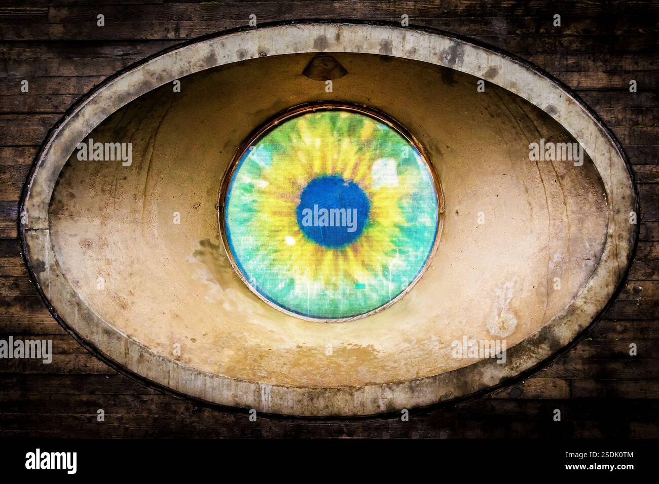 Street art installation showing the all-seeing eye in Malmo in Sweden ...