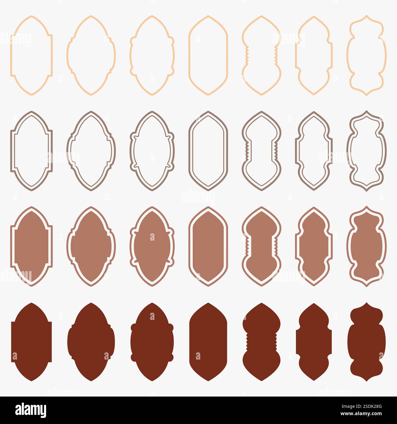 Ramadan shapes of windows and doors design. Islamic arches with Turkish ...