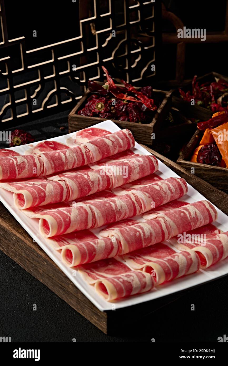 Ordos yellow fat beef slices Stock Photo - Alamy