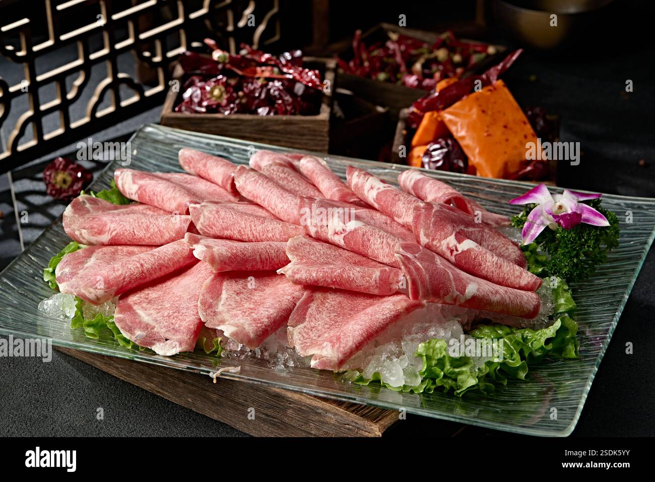 Best hot pot ingredients: prairie beef tongue roll slices Stock Photo ...