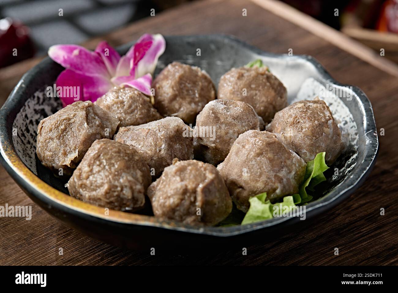 Hong Kong style hot pot ingredients hand-made beef balls Stock Photo - Alamy