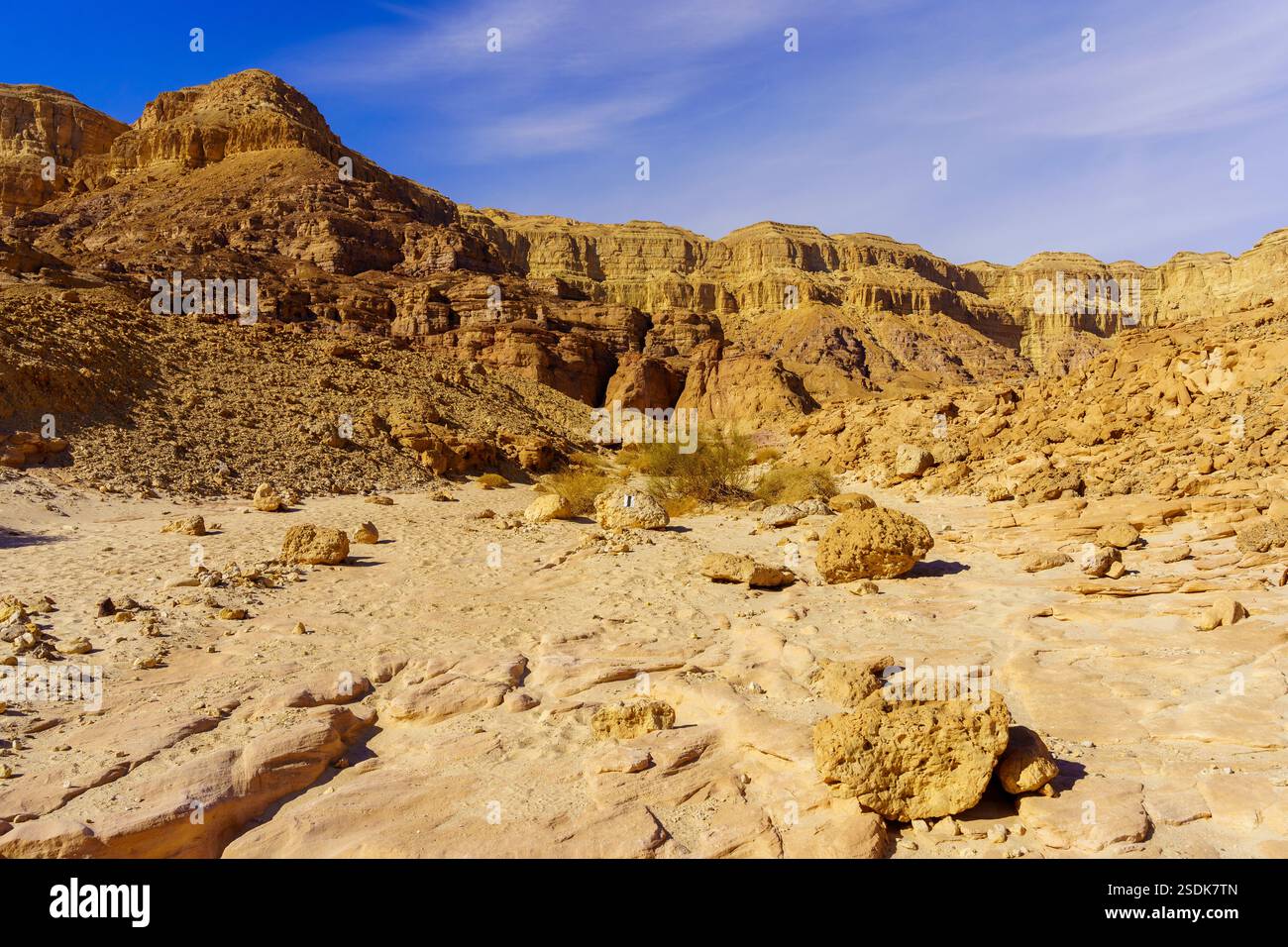 View of the rock formations and landscape, in Timna desert park ...