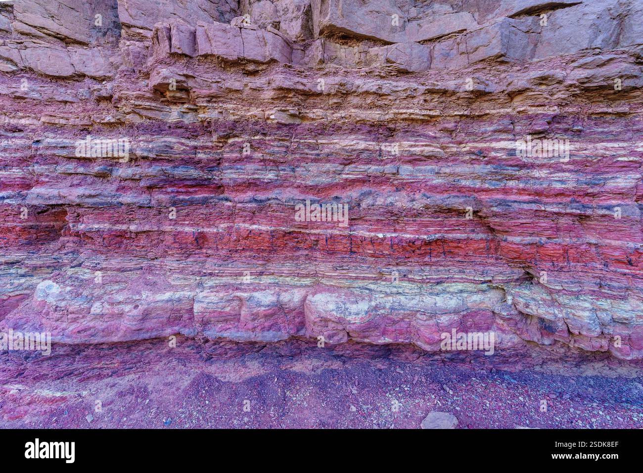View of a layered rock formation (wafer rock), in Timna desert park ...