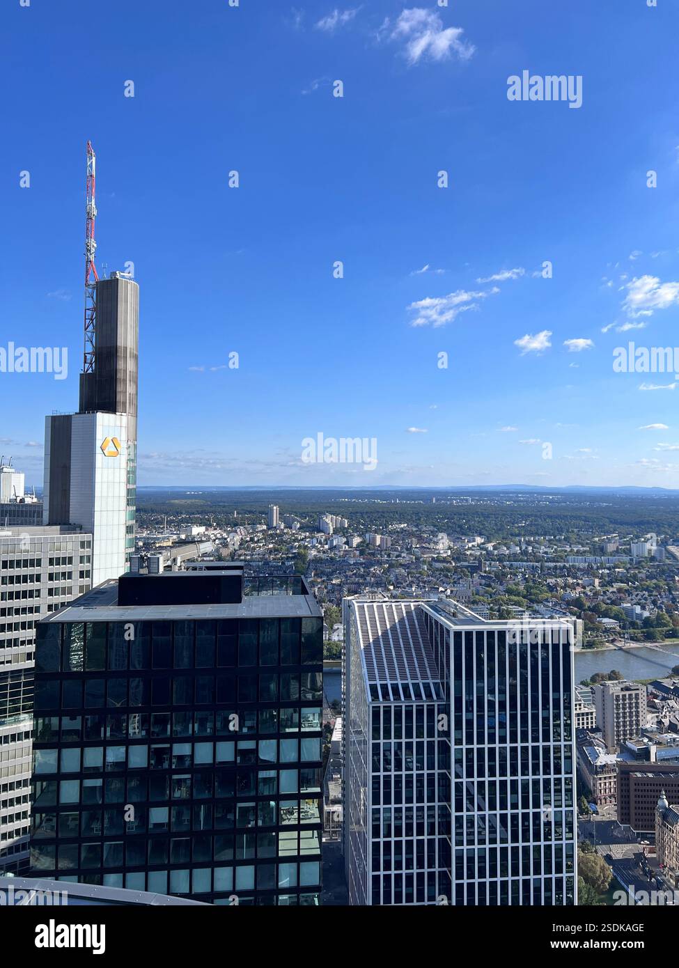 View of skyscrapers Taunusturm and Omniturm from Main Tower, Frankfurt ...