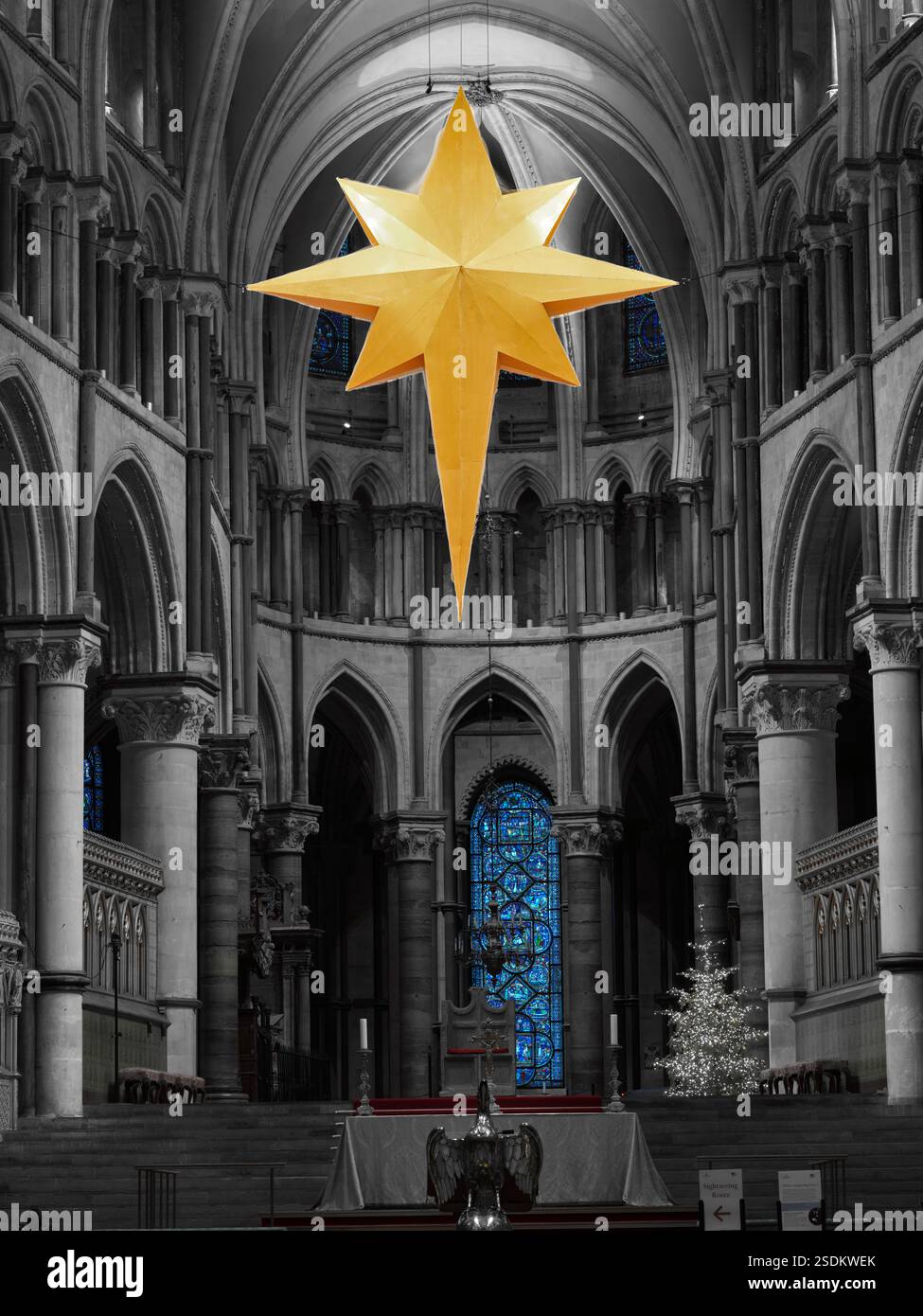 Epiphany star over the quire in the christian cathedral at Canterbury ...