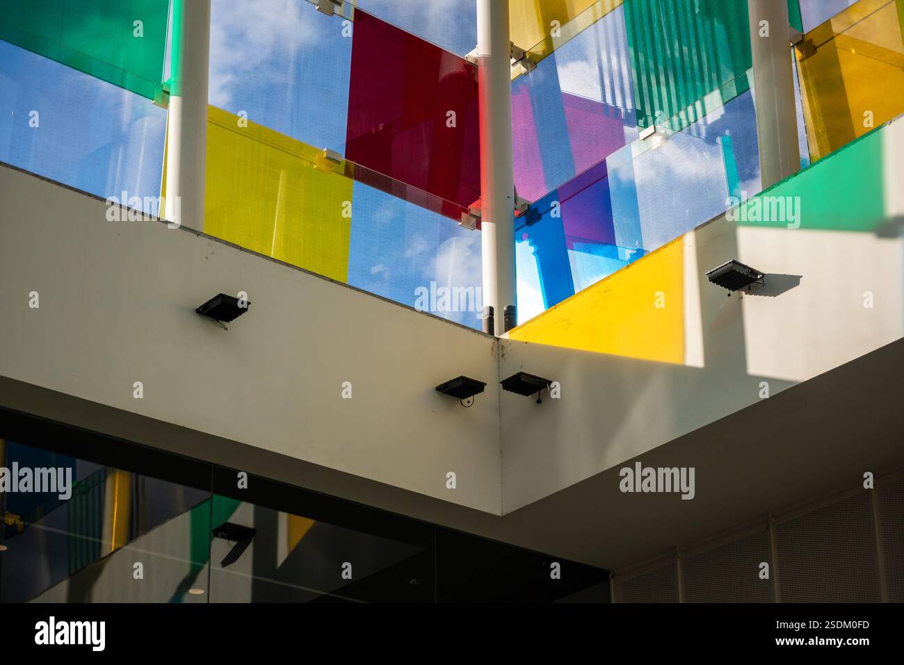 Malafa, Spain 28 December 2024 closeup of colorful windows of Centre ...