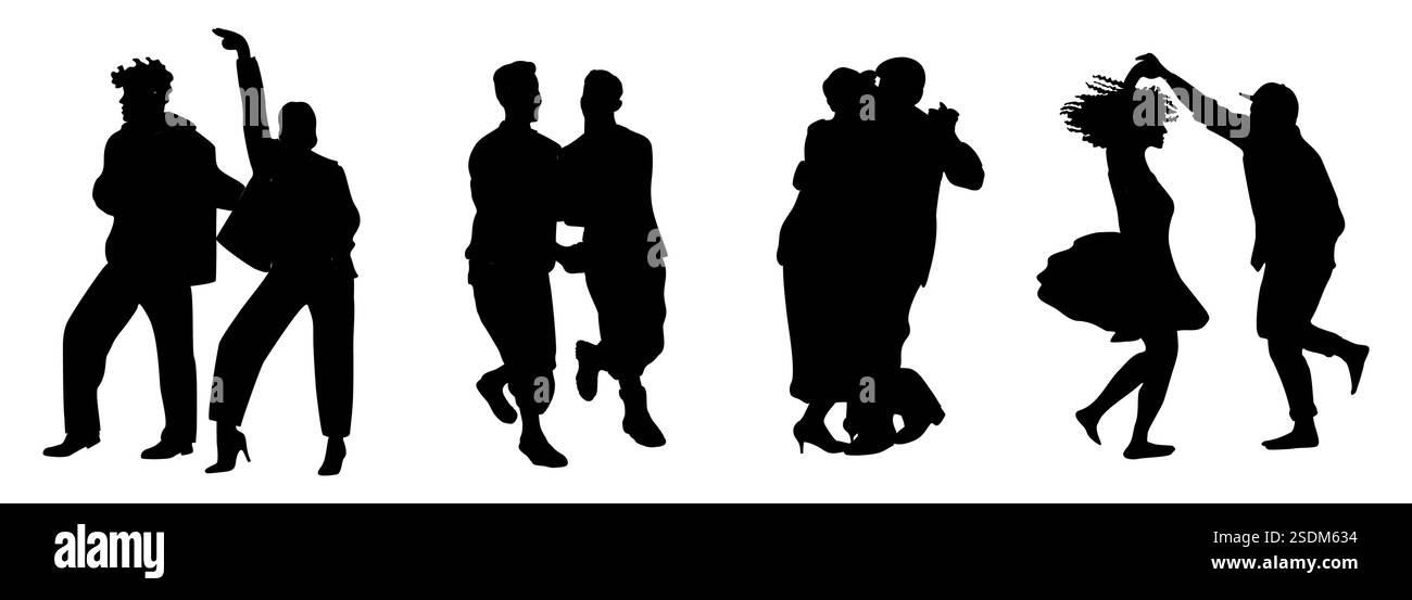 Set happy dancing people Black and White Stock Photos & Images - Alamy