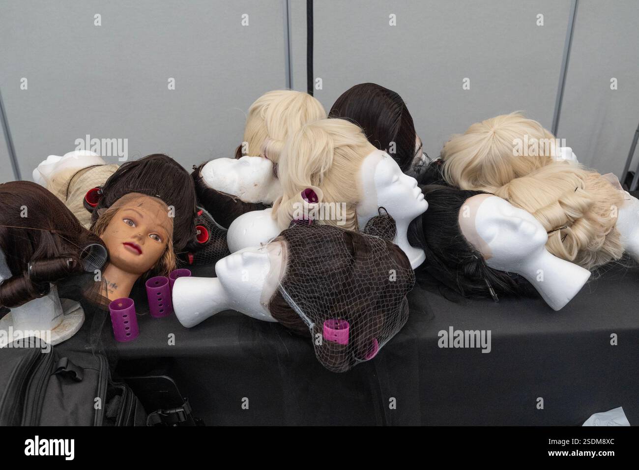 New York, USA. 07th Feb, 2025. Wigs seen on backstage for Christian ...