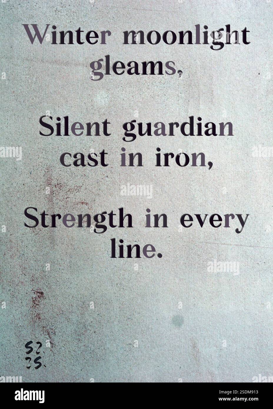 Winter moonlight gleams, Silent guardian cast in iron, Strength in ...