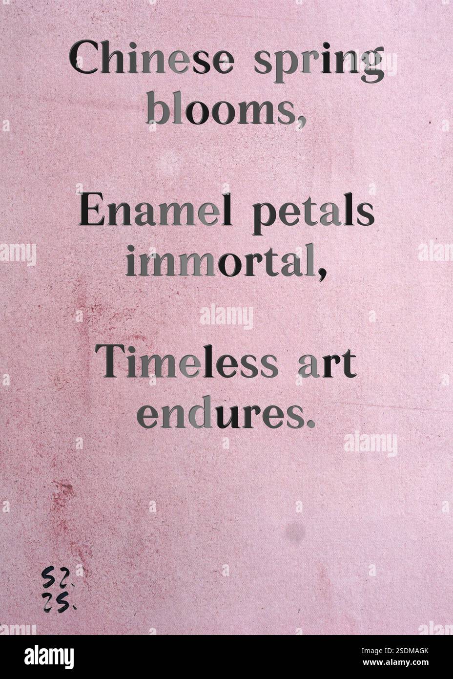 Chinese spring blooms, Enamel petals immortal, Timeless art endures ...