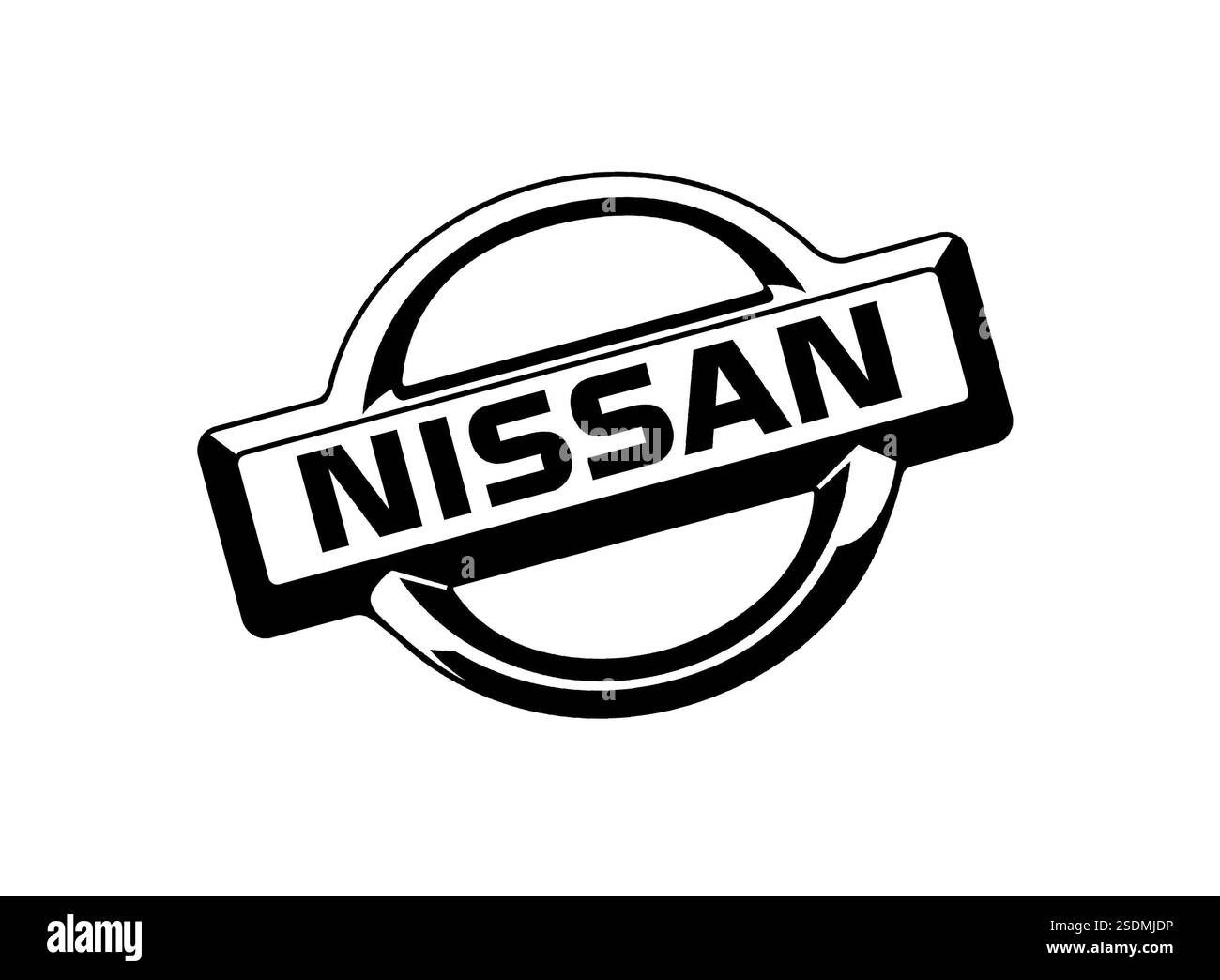 Rotated to left, Nissan Logo 1992, Car, Old Logo from 1992 Stock Photo ...