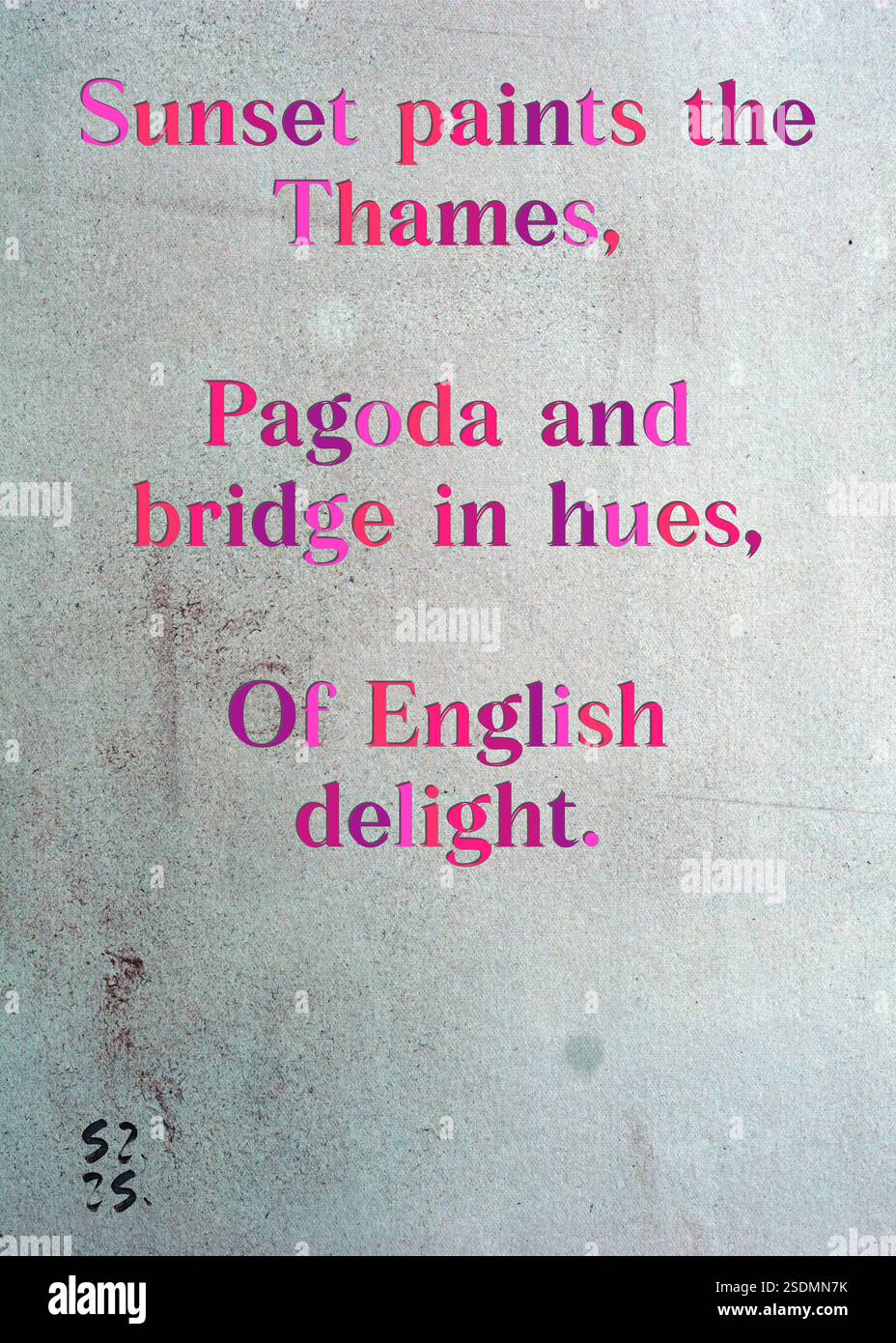 Sunset paints the Thames, Pagoda and bridge in hues, Of English delight ...