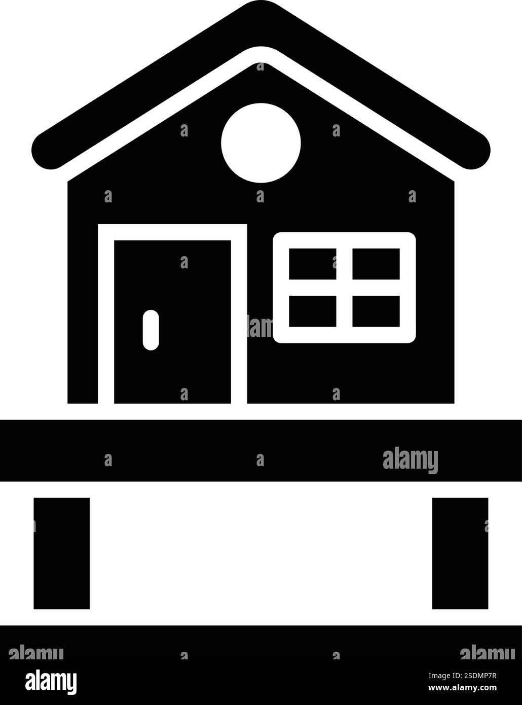 Cottage house icon outline Black and White Stock Photos & Images - Alamy
