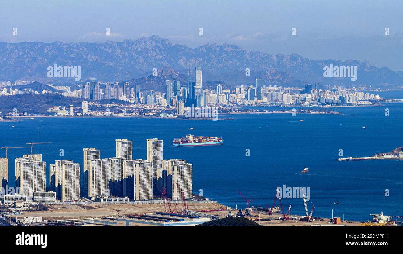 Aerial photo shows the Qianwan Container Terminal in Qingdao City, east ...