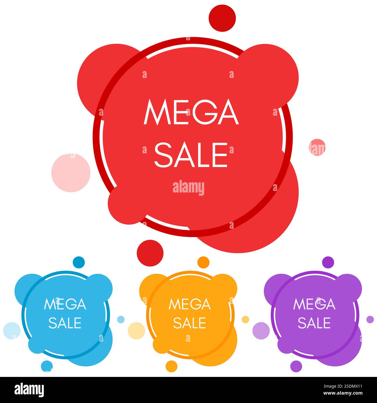 Set of four mega sale stickers with abstract colorful geometric forms ...
