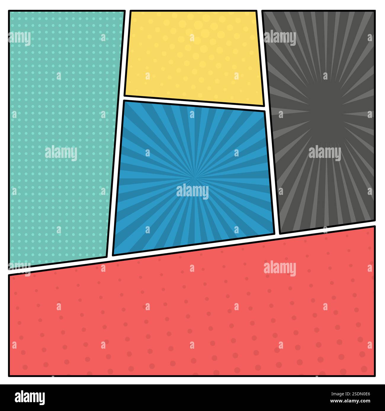 Colorful comic book page background in pop art style. Empty template ...