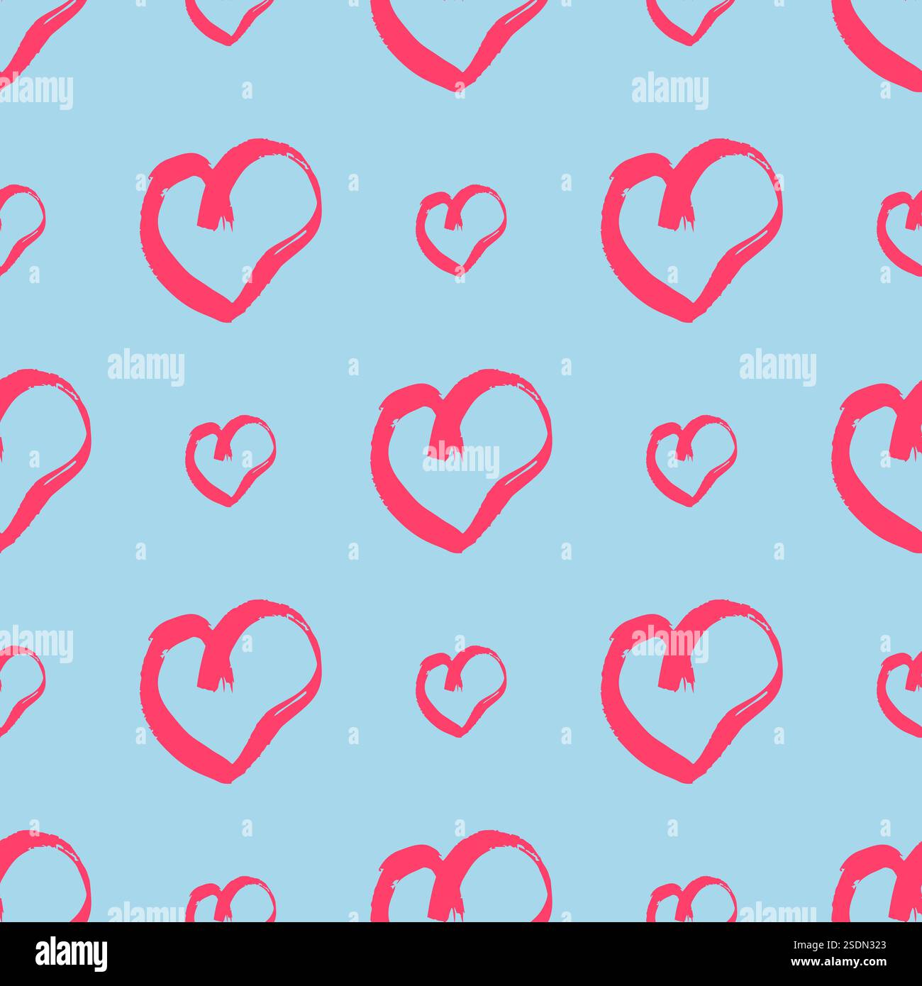 Seamless pattern with hand drawn hearts. Doodle grunge red hearts on ...