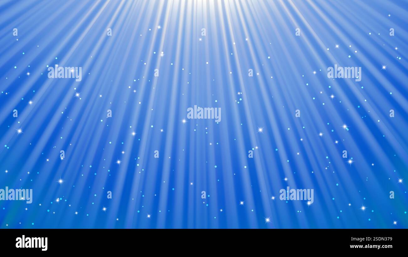Sunlight rays background with light effects. Blue backdrop with light ...
