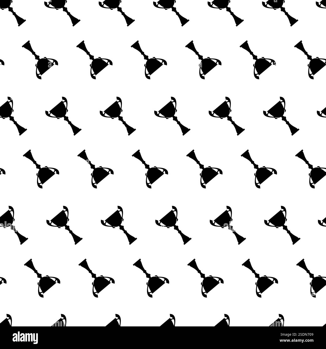 Winner trophy cup seamless pattern. Black simple silhouette texture ...