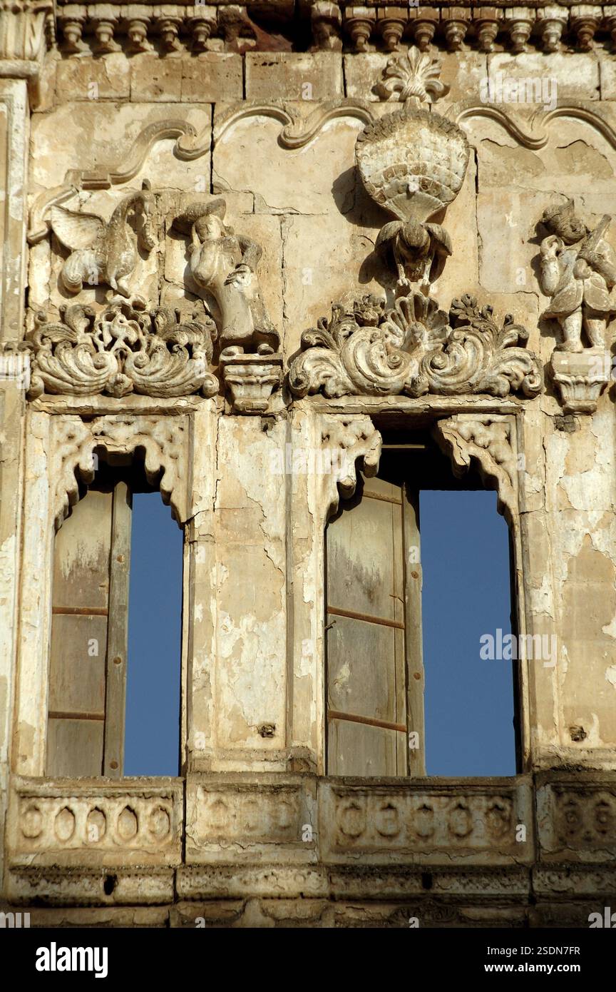 Ruined in 2001 Earthquake, two windows in Palace Darbargarh Bhuj Kutch ...