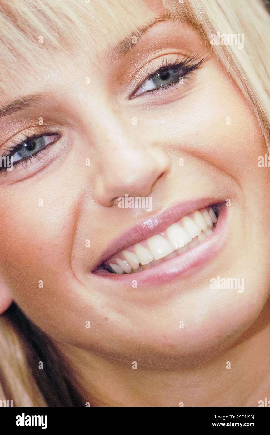 GIRLS ALOUD, FIRST UK TOUR, 2003: Sarah Harding smiling with joy in ...