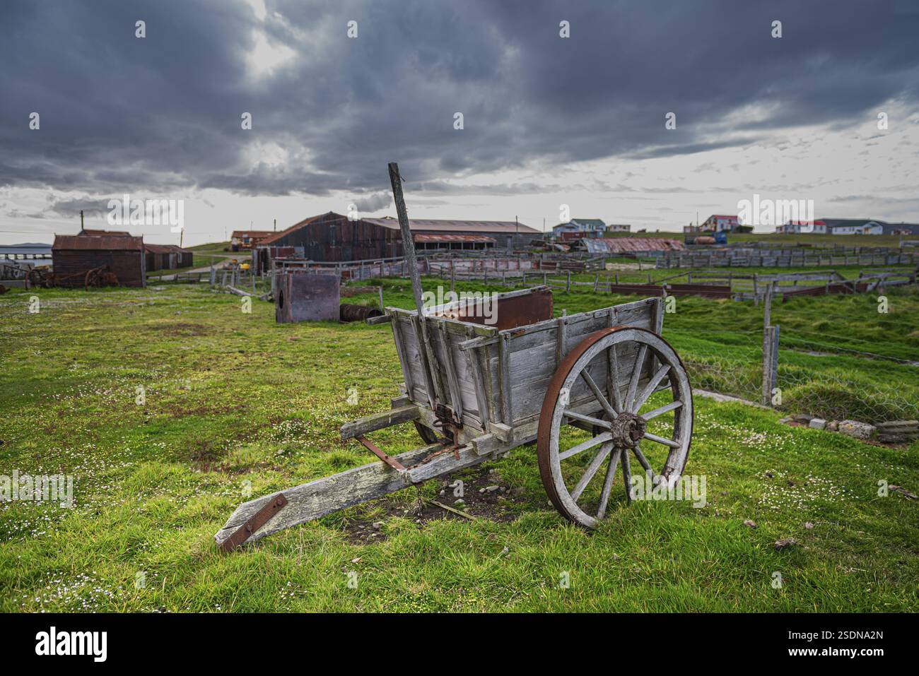 Old peat cart in Settlement, Pebble Island, Falkland Islands, Great ...