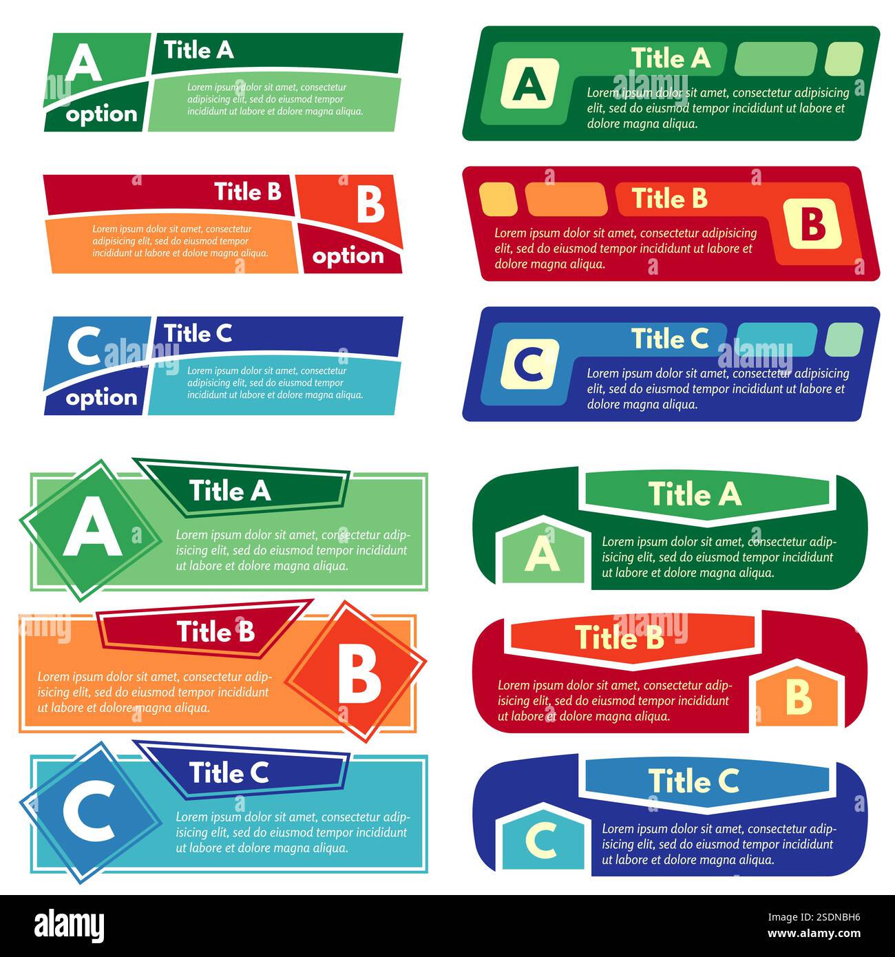 Four sets of three elements of infographic design. Step by step infographic design template ...