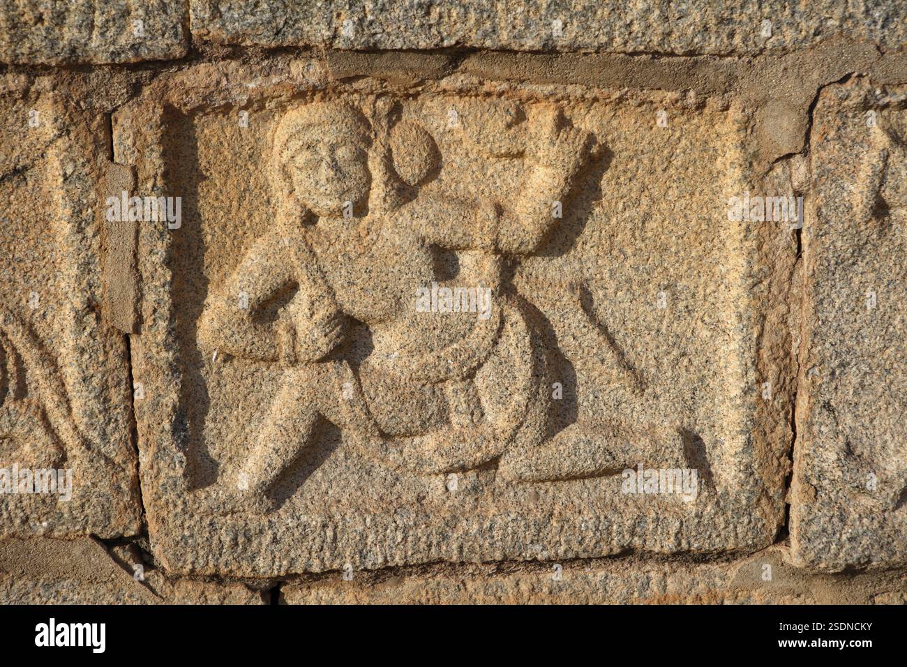 Statue carved on stone, Great platform, Mahanavami dibba, Hampi ...