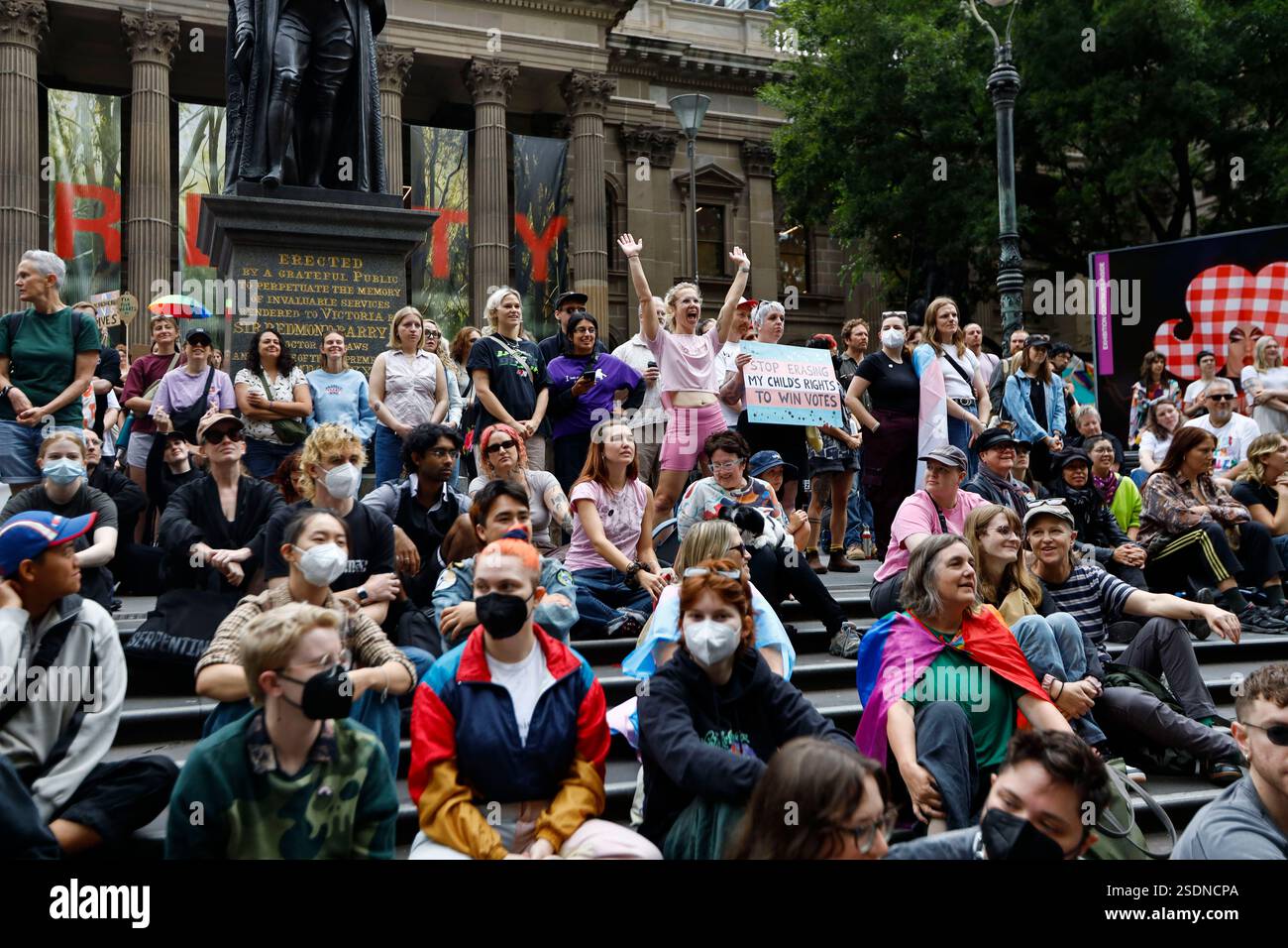 Protesters rally at Victoria State Library. The National Day of Action ...