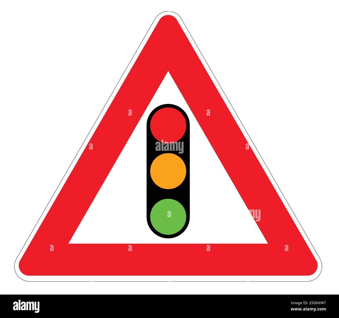 triangle traffic sign with traffic lights illustrator Stock Vector ...