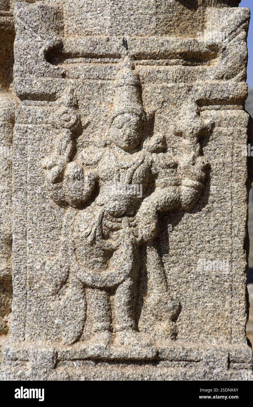 Horse bazaar, God Vishnu statue carved Hampi, Vijayanagar, UNESCO World ...