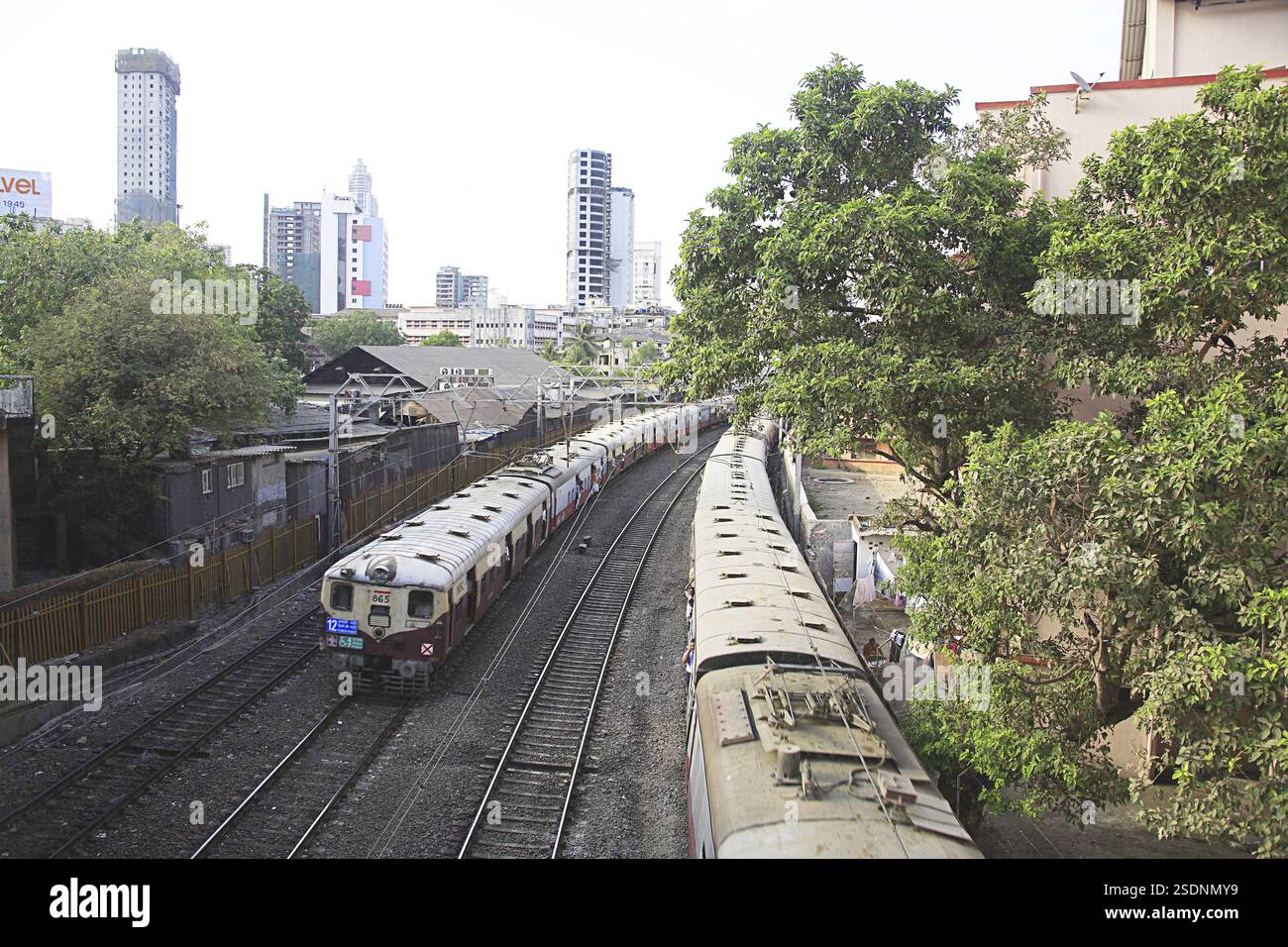 Western railway suburban local train tracks, Bombay Mumbai, Maharashtra ...
