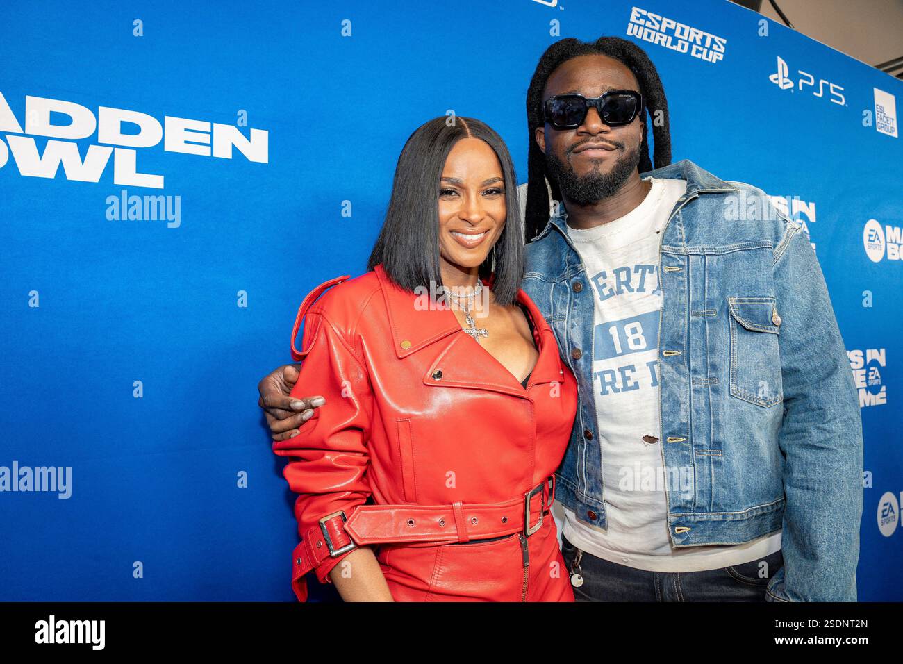 Ciara, left and Shaboozey attend the EA Sports Madden Bowl party on ...