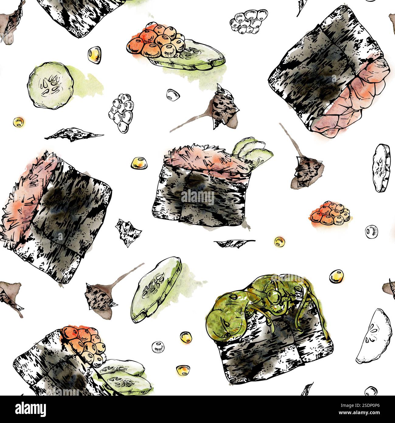 Traditional Japanese food, gunkan sushi with raw fish salmon tuna crab ...