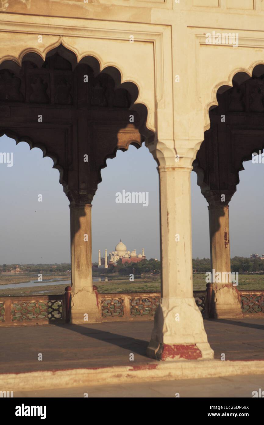 Taj Mahal view from Agra fort built in 16th Century by Mughal emperor ...