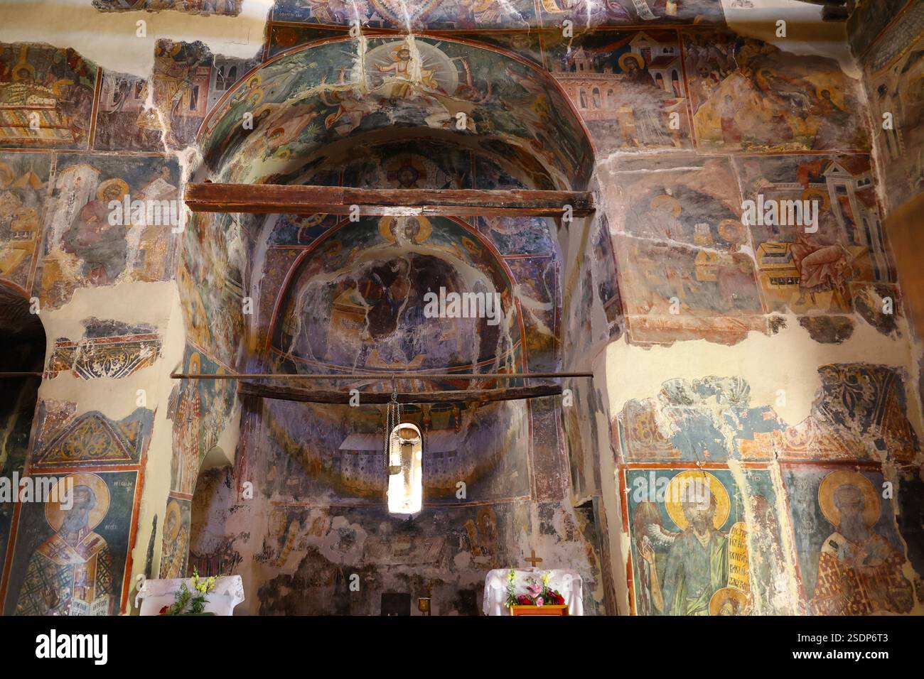 Interior view of the Church of Saint Mary of Blachernae in the Berat ...