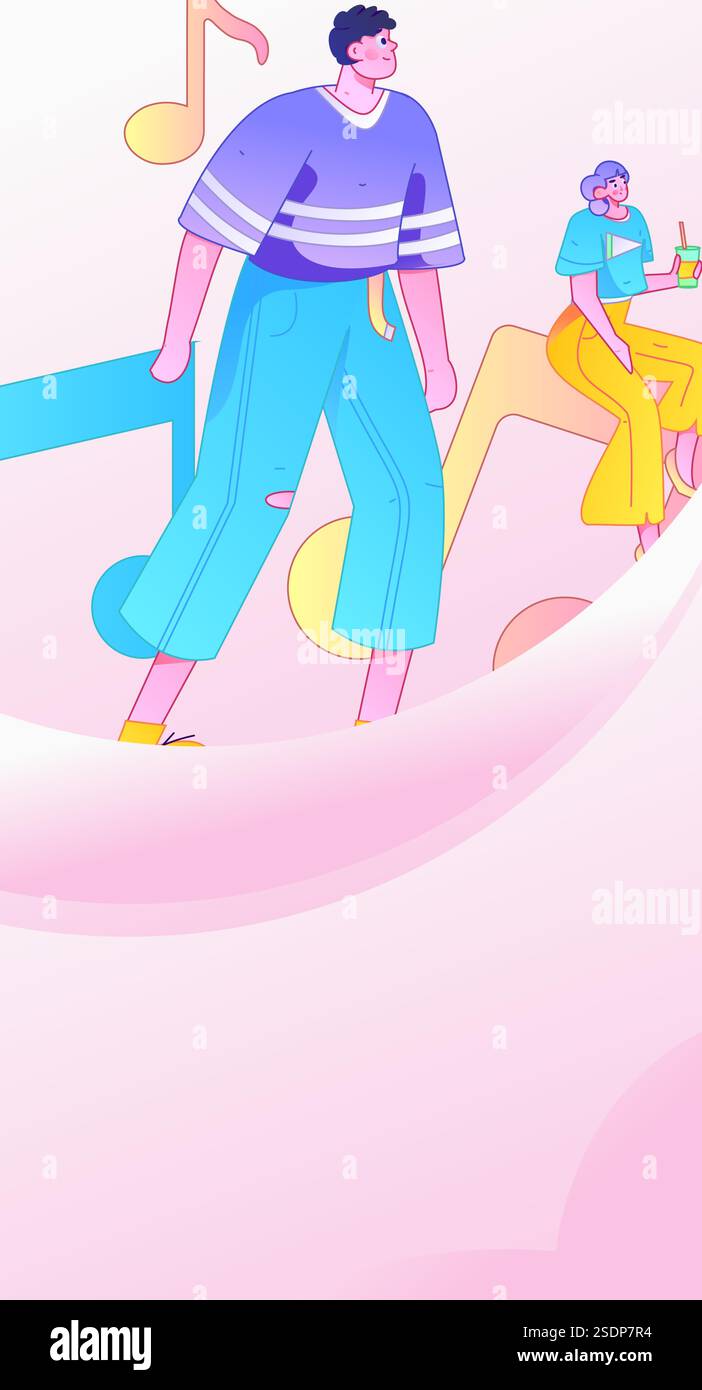 Music characters scene flat vector concept operation illustration Stock ...