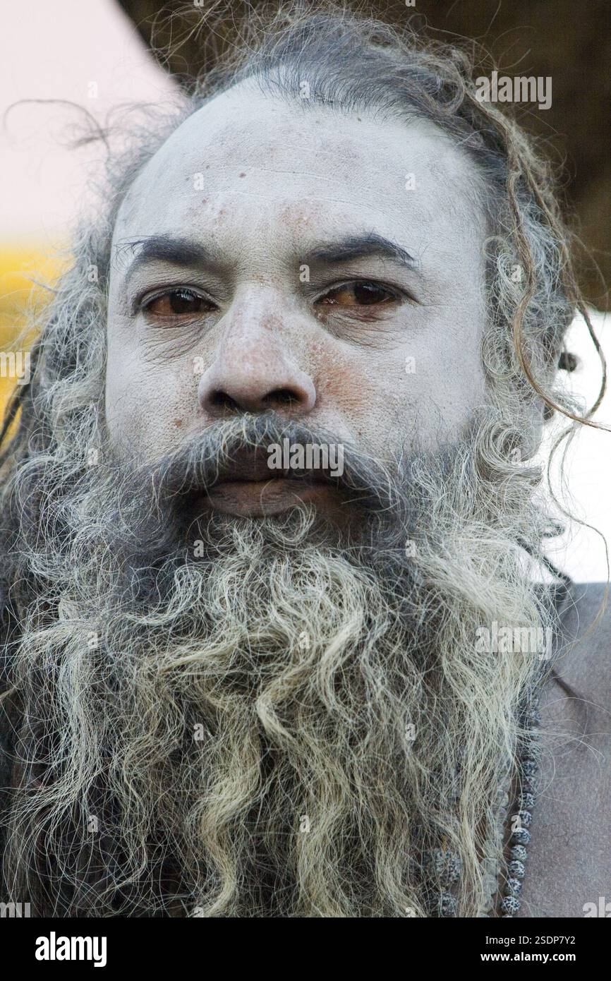 Hindu saint naga baba Shivdasgiri in Varanasi on Ganga river, Uttar ...