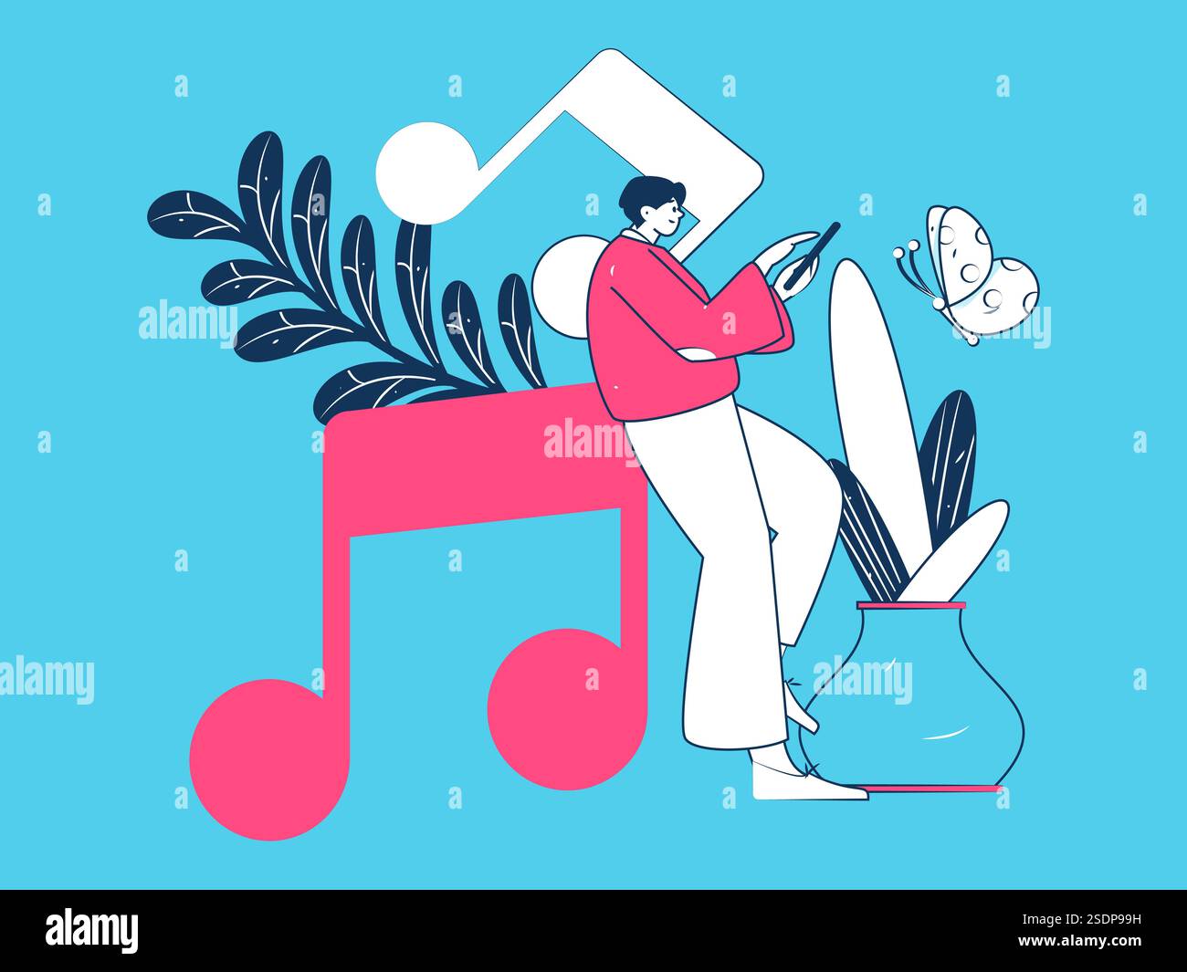 Music characters scene flat vector concept operation illustration Stock ...