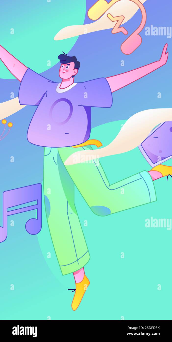 Music characters scene flat vector concept operation illustration Stock ...