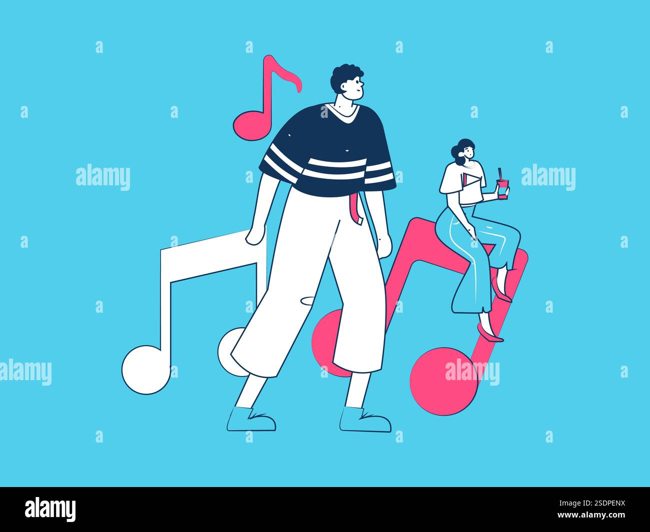 Music characters scene flat vector concept operation illustration Stock ...