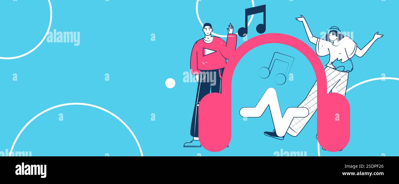 Music characters scene flat vector concept operation illustration Stock ...