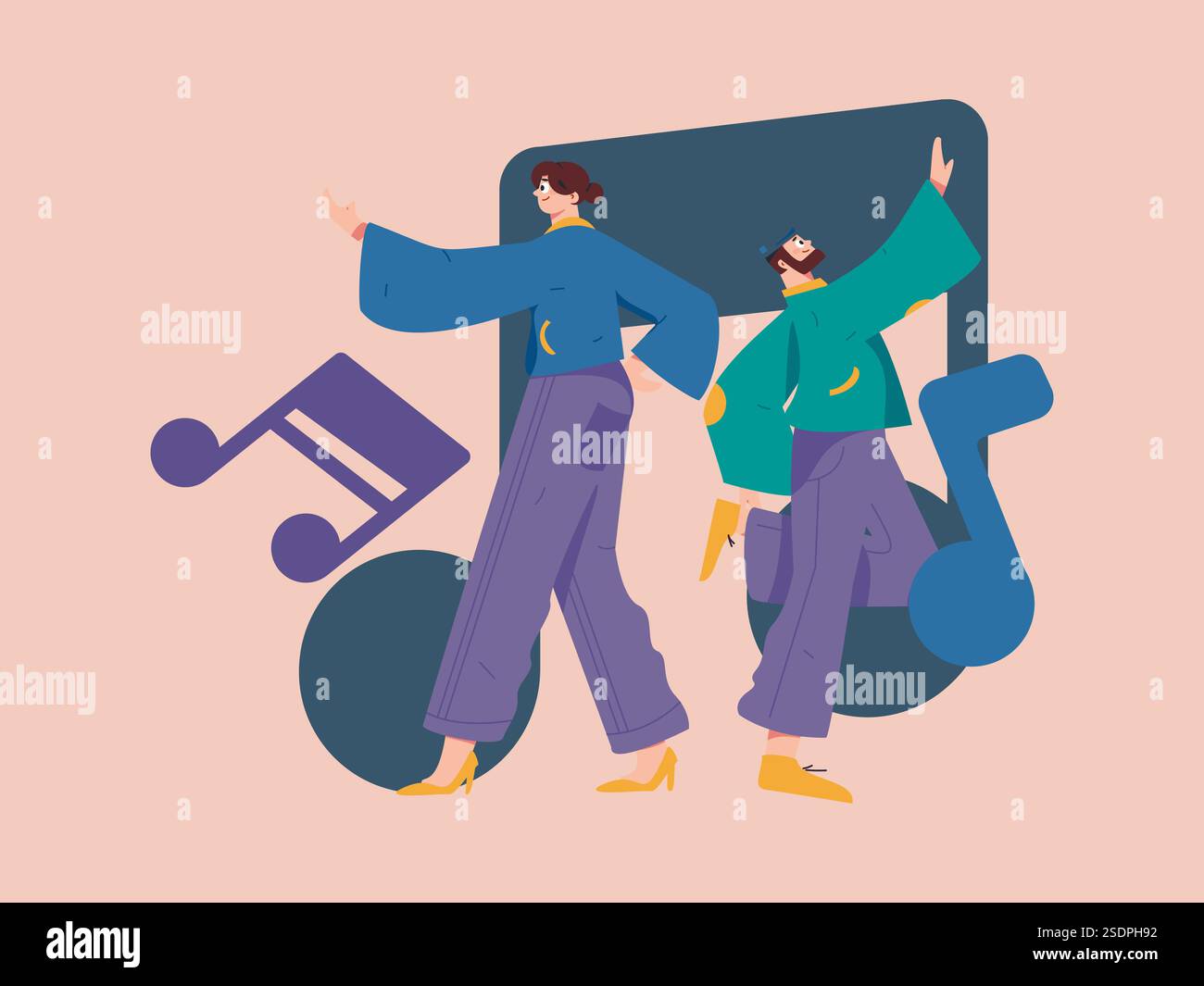 Music characters scene flat vector concept operation illustration Stock ...