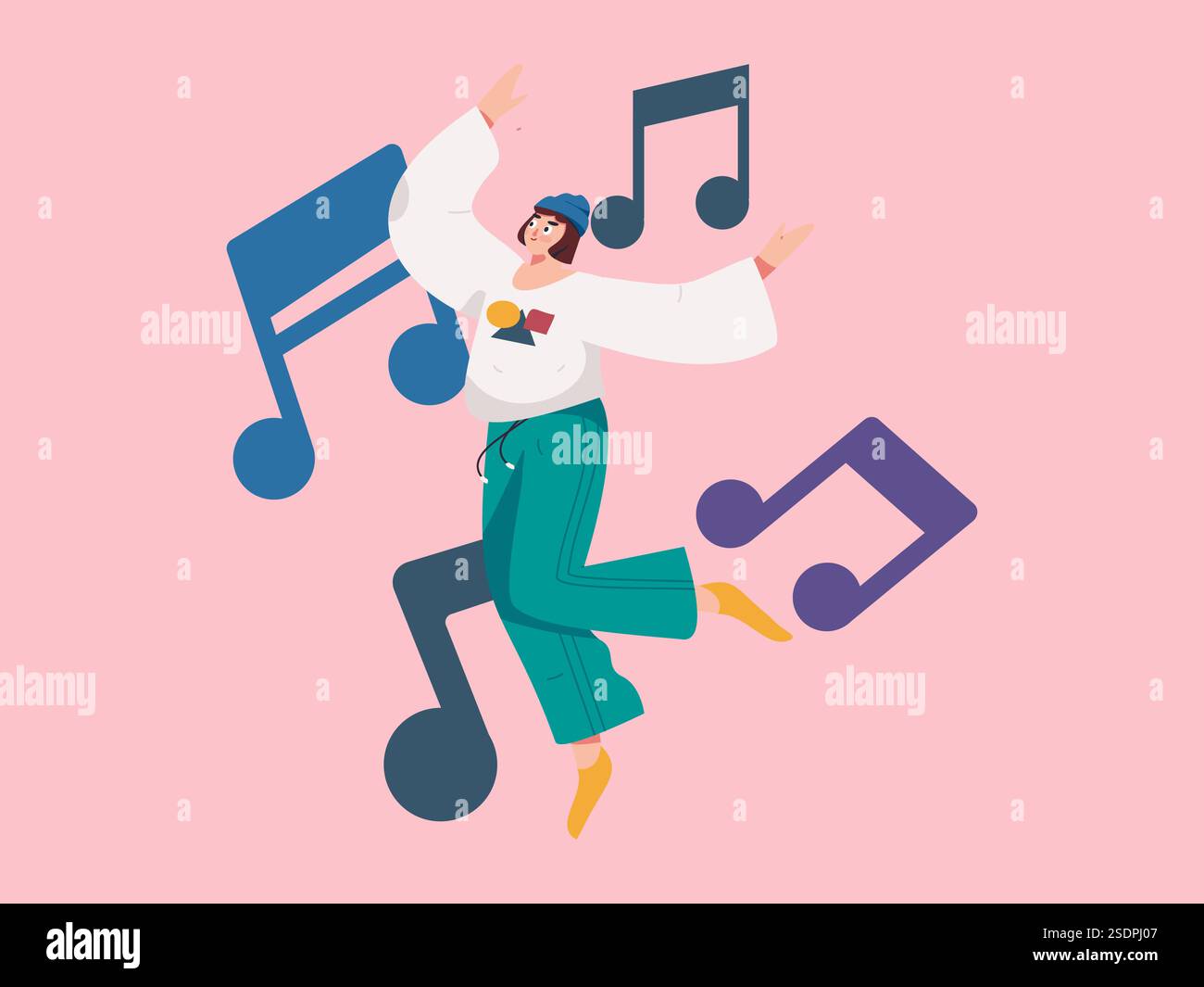 Music characters scene flat vector concept operation illustration Stock ...