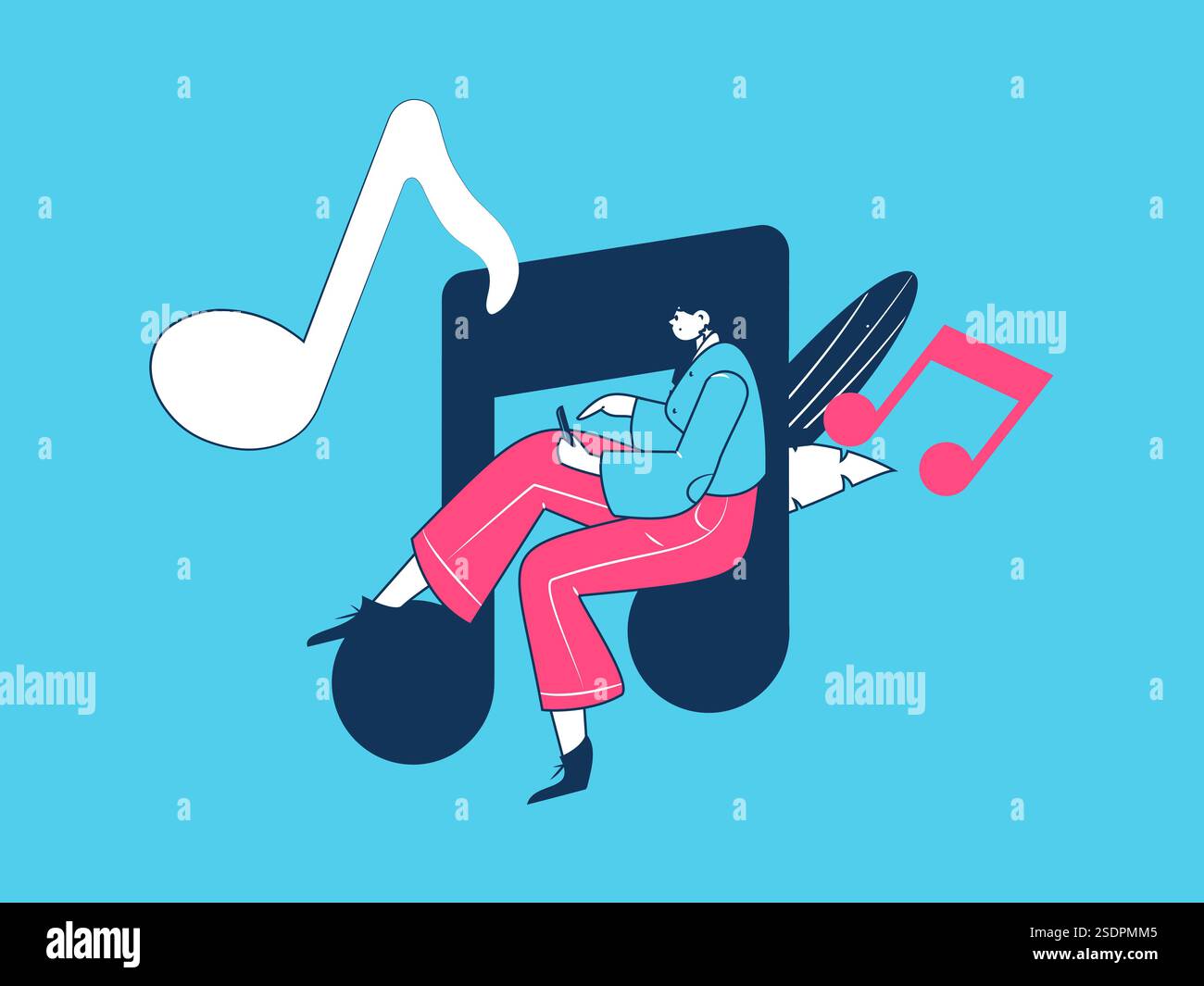 Music characters scene flat vector concept operation illustration Stock ...